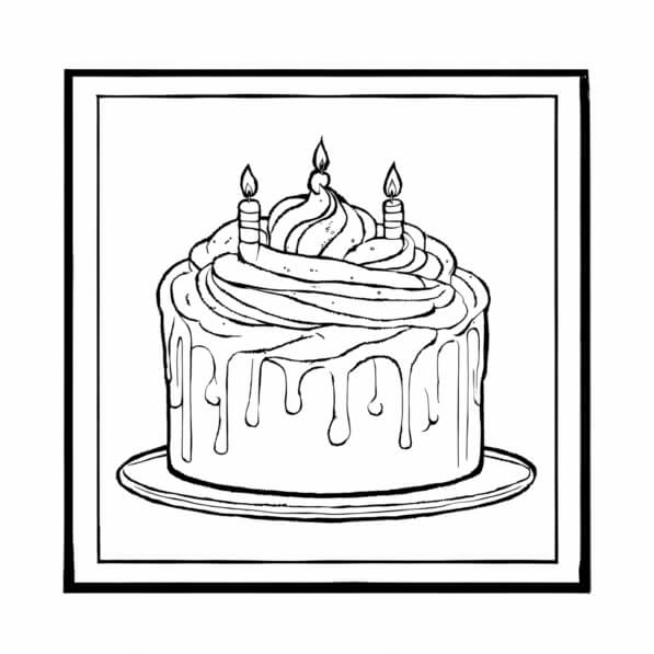 Download Decorated Birthday Cake with Candles Coloring pages Online ...