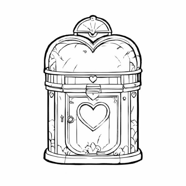 Download Heart-Shaped Treasure Chest Illustration Coloring pages Online ...