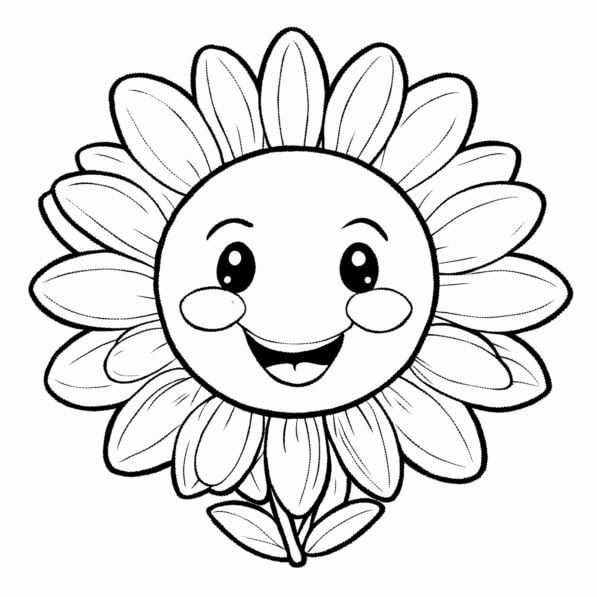 Download Cheerful Cartoon Sunflower Coloring pages Online - Creative ...