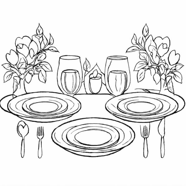 Download Elegant Dining Table Setting Coloring pages Online - Creative ...