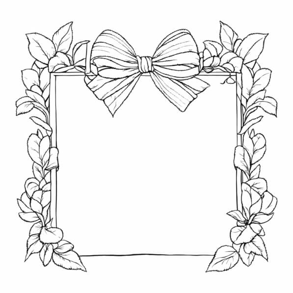 Descarga Marco decorativo con hojas y lazo Páginas para colorear En ...