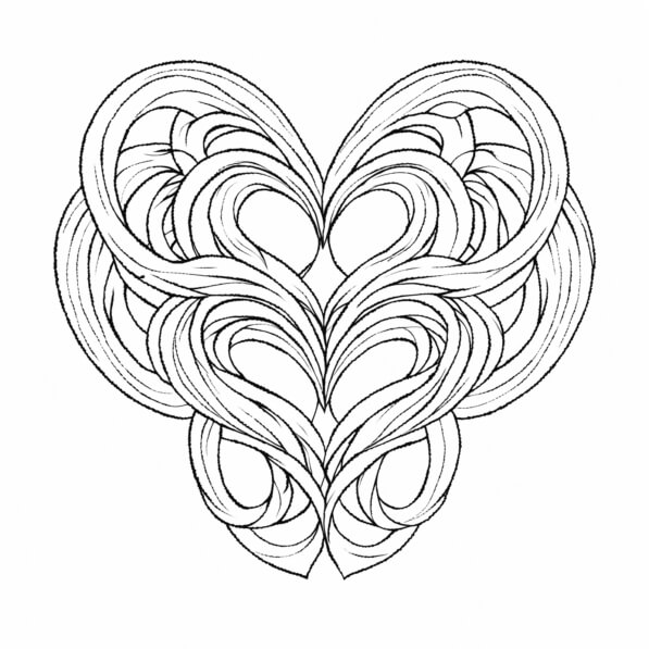 Download Intricate Heart Line Drawing Coloring pages Online - Creative ...