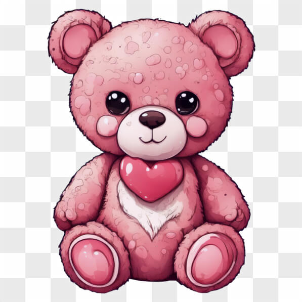 Download Cute Pink Teddy Bear with Heart Cartoons Online - Creative Fabrica