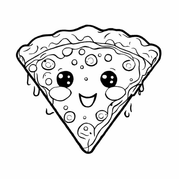 Download Happy Pizza Slice Coloring pages Online - Creative Fabrica