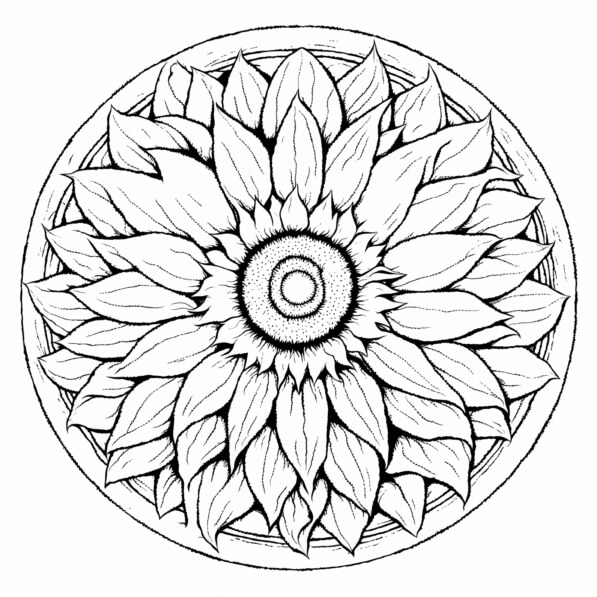 Download Sunflower Mandala Illustration Coloring pages Online ...