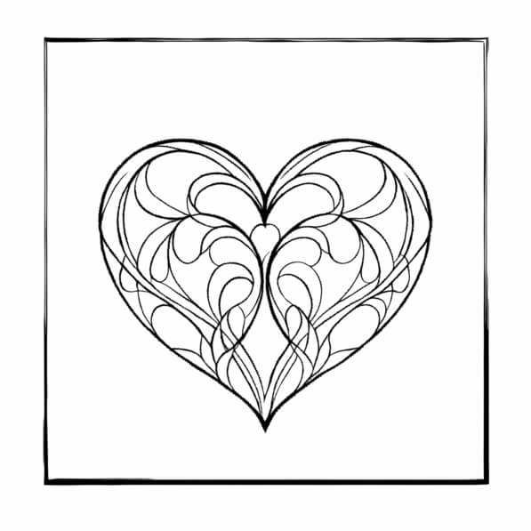 Download Intricate Heart Design in Line Art Coloring pages Online ...