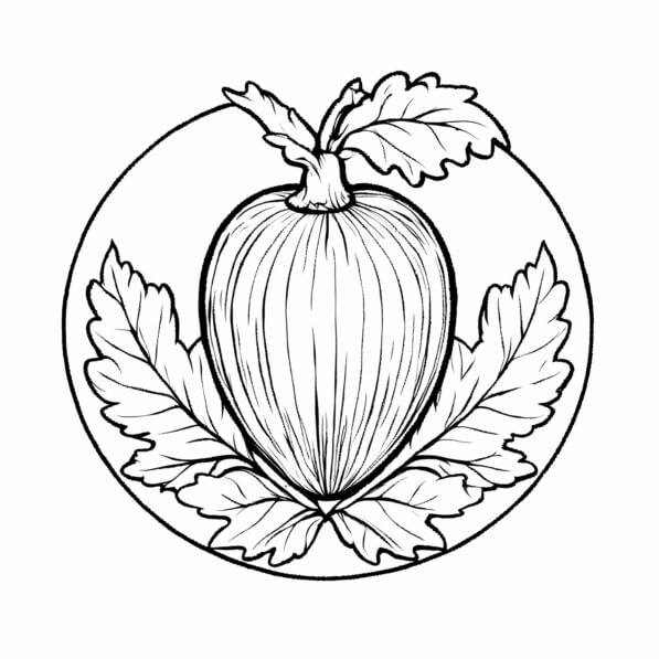 Descarga Dibujo lineal de un higo con hojas Páginas para colorear En ...