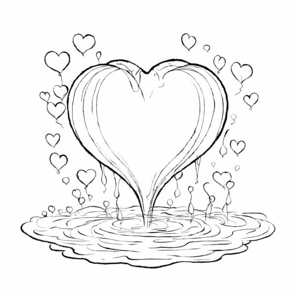 Download Heart Shaped Water Splash Coloring pages Online - Creative Fabrica