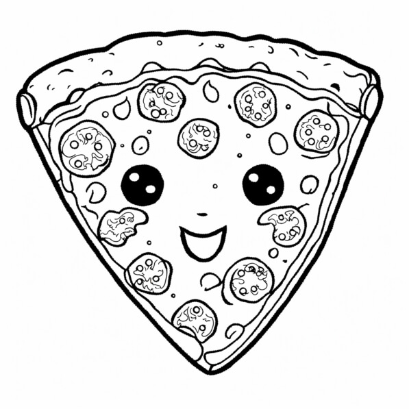Download Happy Pizza Slice Coloring pages Online - Creative Fabrica
