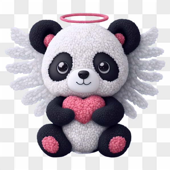 Download Cute Panda Angel with Heart Cartoons Online - Creative Fabrica