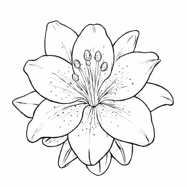 Download Detailed Line Drawing of a Flower Coloring pages Online ...