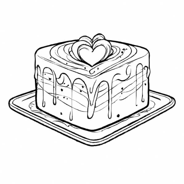Download Decorative Heart Cake Coloring pages Online - Creative Fabrica