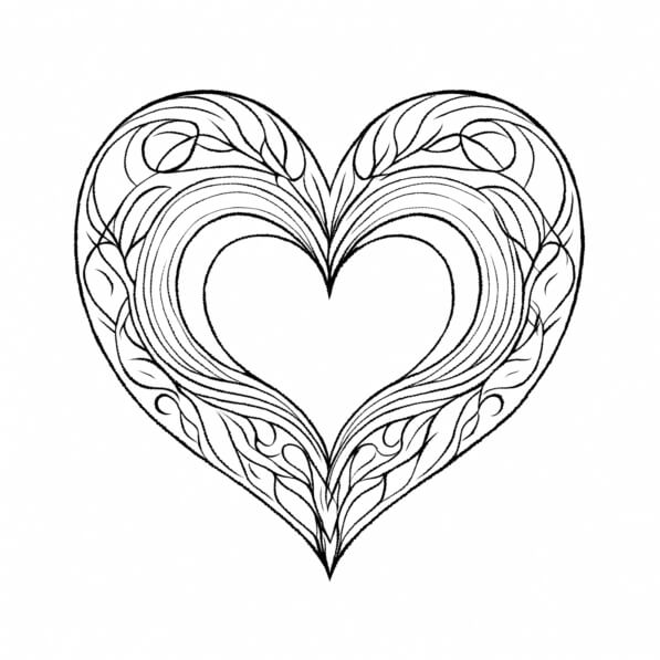 Download Intricate Heart Design Coloring pages Online - Creative Fabrica