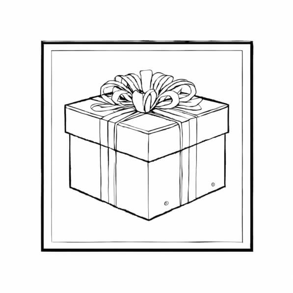 Download Wrapped Gift Box with Bow Coloring pages Online - Creative Fabrica