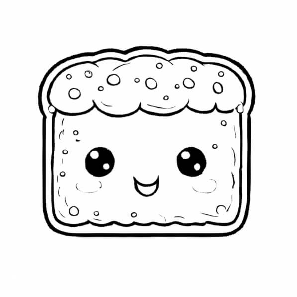 Download Cute Cartoon Bread Slice Coloring pages Online - Creative Fabrica