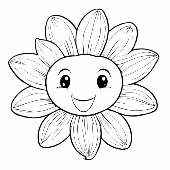 Download Cheerful Cartoon Flower with Smiling Face Coloring pages ...