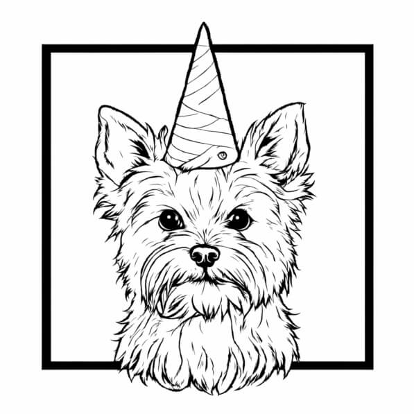 Descarga Yorkshire Terrier con Sombrero de Fiesta Páginas para colorear ...