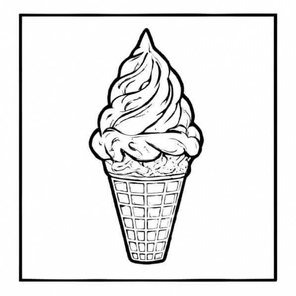 Download Soft-Serve Ice Cream Cone Coloring pages Online - Creative Fabrica