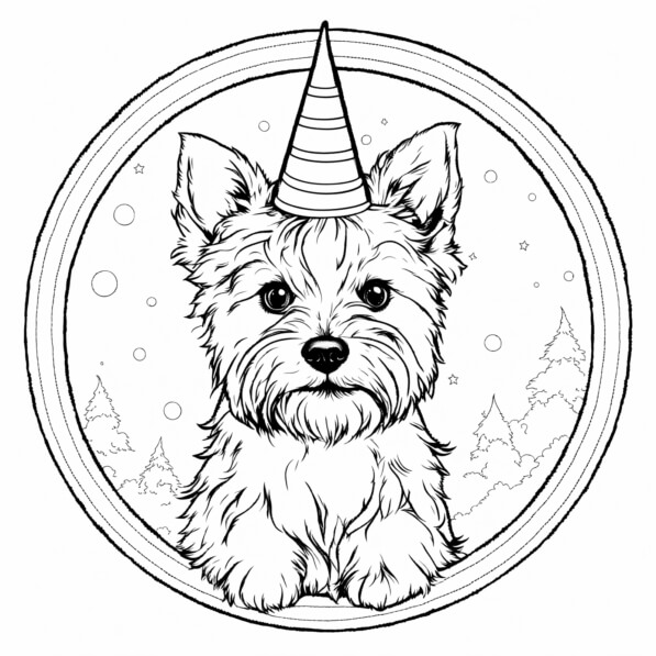 Descarga Linda Yorkshire Terrier con Sombrero de Fiesta Páginas para ...