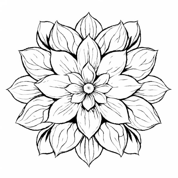 Download Intricate Flower Mandala Line Drawing Coloring pages Online ...