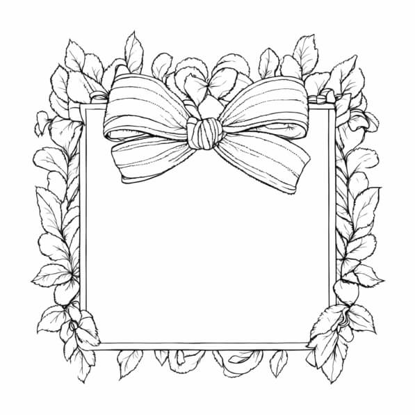 Descarga Marco decorativo con hojas y lazo Páginas para colorear En ...
