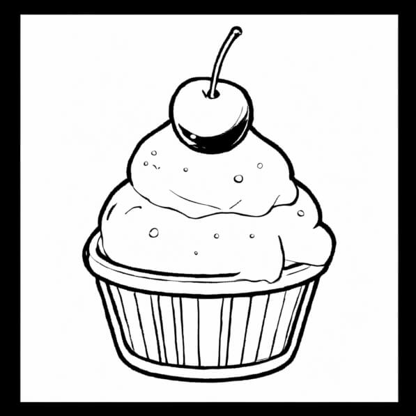 Download Illustration of a cupcake with cherry Coloring pages Online ...