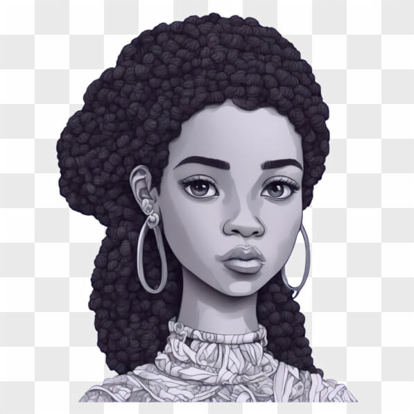 Descarga Retrato estilizado de una joven Cartoons En Línea - Creative Fabrica