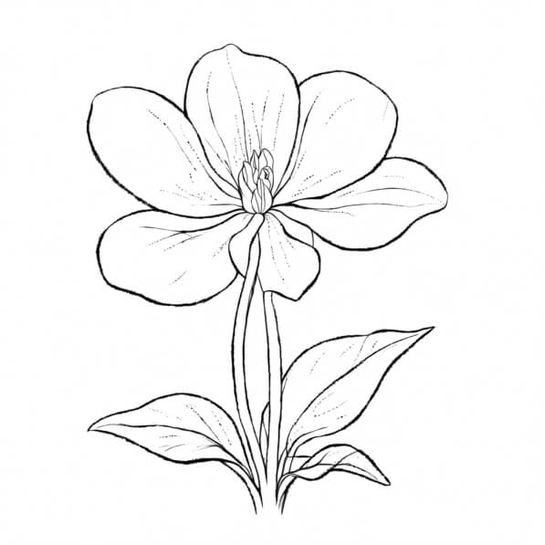 Download Line Drawing of a Flower Coloring pages Online - Creative Fabrica