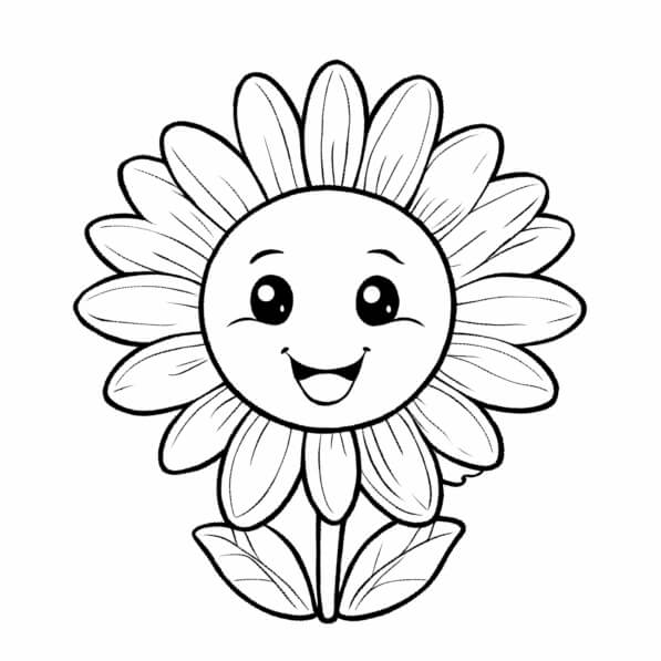 Download Cartoon Sunflower Coloring Page Coloring pages Online ...