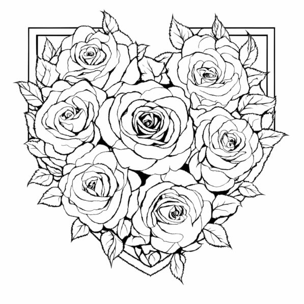 Download Intricate Rose Heart Illustration Coloring pages Online ...