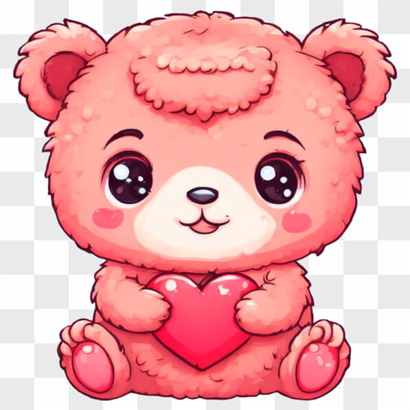 Descarga Oso Rosa Kawaii Sosteniendo un Corazón Kawaii En Línea ...