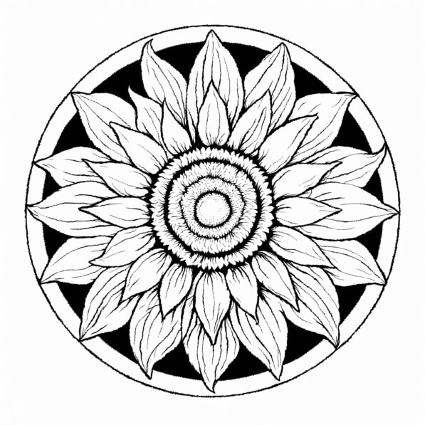 Download Sunflower Mandala Illustration Coloring pages Online ...