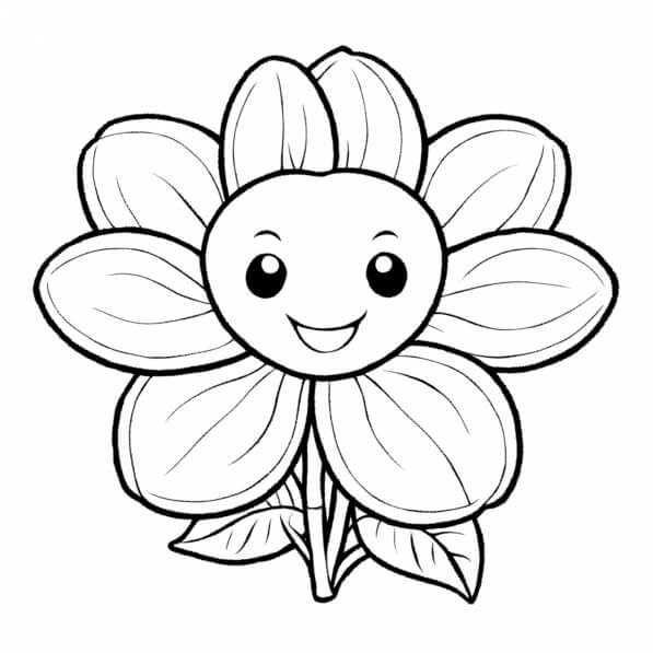 Download Happy Cartoon Flower Coloring pages Online - Creative Fabrica