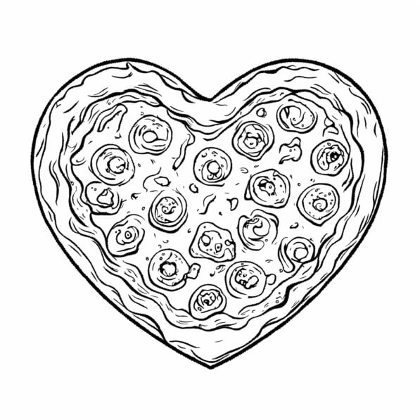 Descarga Pizza en forma de corazón con pepperoni Páginas para colorear ...