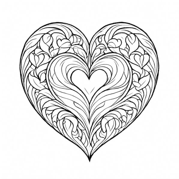 Download Intricate Heart Design with Floral Patterns Coloring pages ...