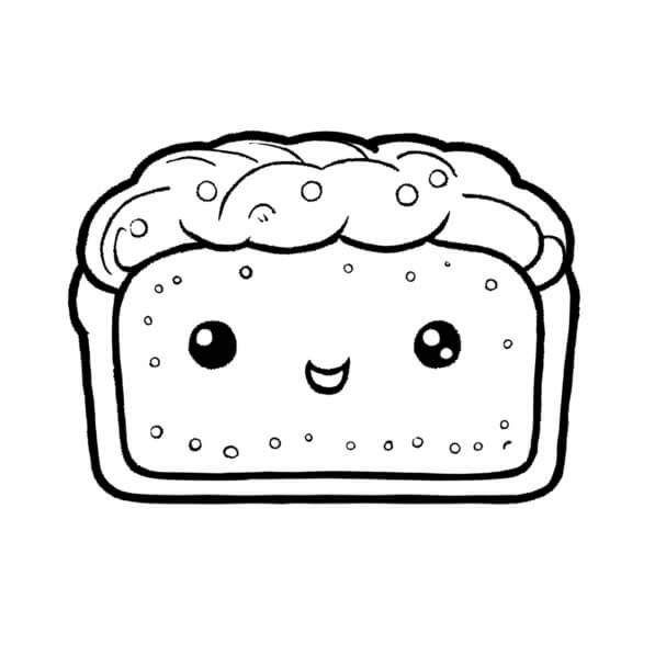 Download Cute Cartoon Bread with Smiling Face Coloring pages Online ...