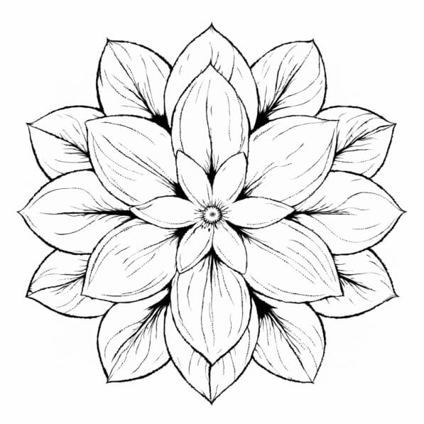 Download Intricate Line Drawing of a Flower Coloring pages Online ...