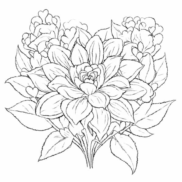 Download Intricate Flower Bouquet in Line Art Style Coloring pages ...