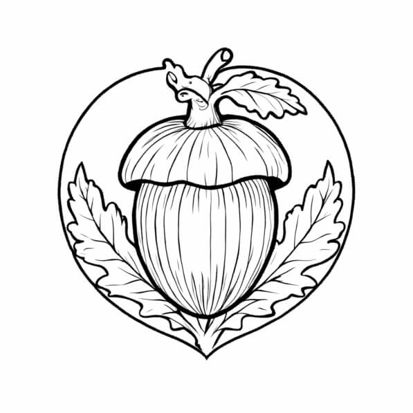 Download Line Drawing of an Acorn Coloring pages Online - Creative Fabrica