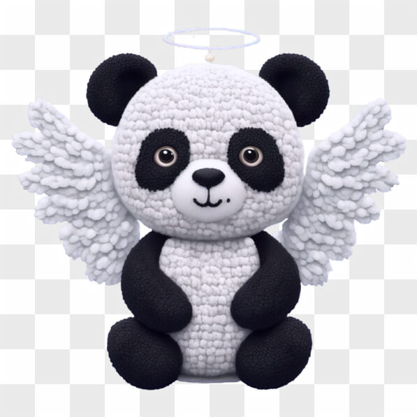 Download Adorable Angel Panda Plush Toy Cartoons Online - Creative Fabrica