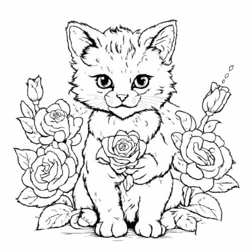Download Two Cute Kittens Playing with a Ball of Yarn Coloring pages ...