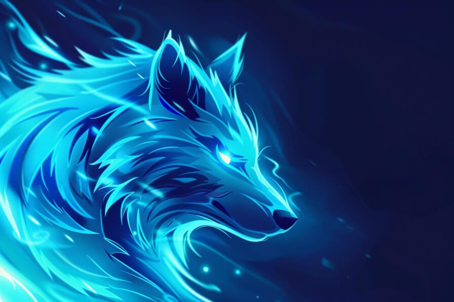 Download Glowing Blue Wolf Illustration Backgrounds Online - Creative ...