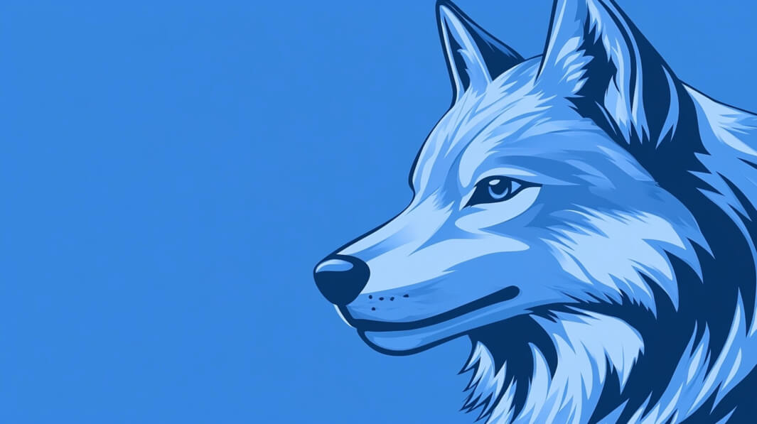 Download Stylized Wolf Illustration Against Blue Background Backgrounds ...