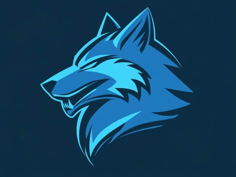 Baixe Cabeça de Lobo Azul Estilizada Backgrounds - Creative Fabrica