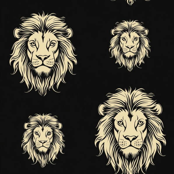 Download Stylized Lion Heads Pattern Patterns Online - Creative Fabrica