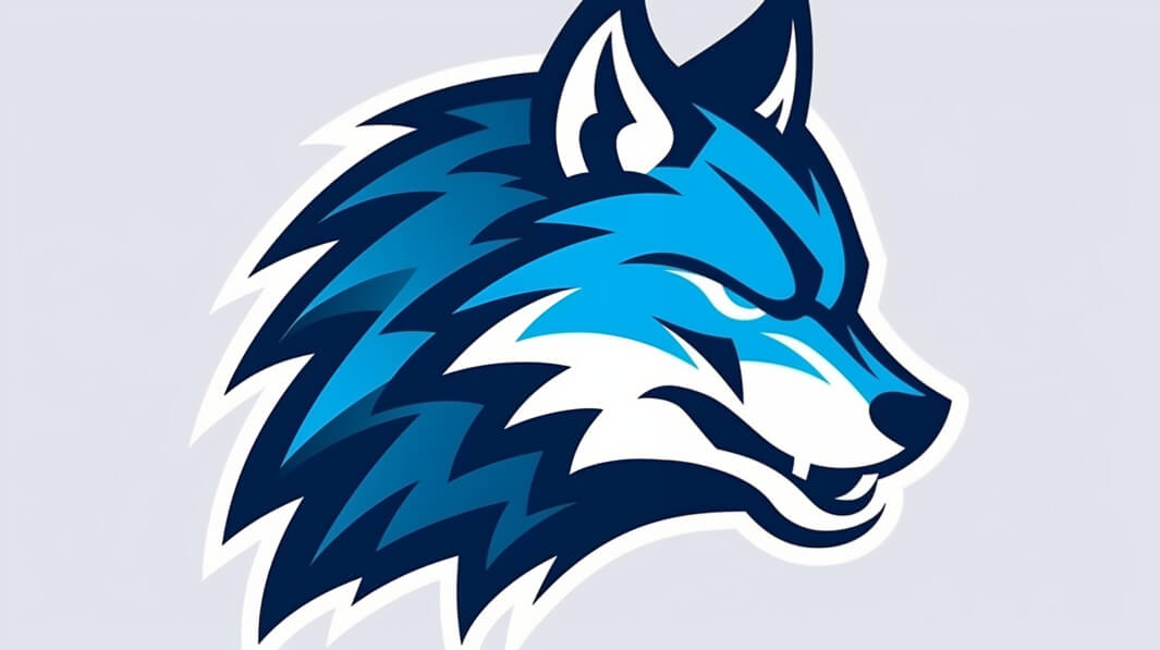 Baixe Logo de Lobo Estilizado em Azul Backgrounds - Creative Fabrica