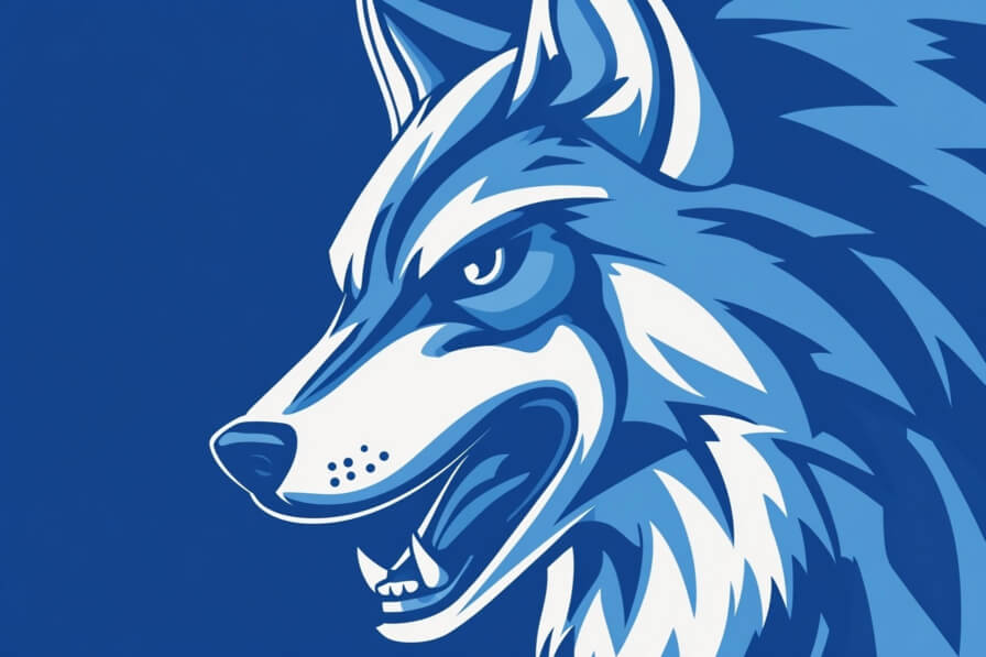 Baixe Cabeça de Lobo Azul Estilizada Backgrounds - Creative Fabrica