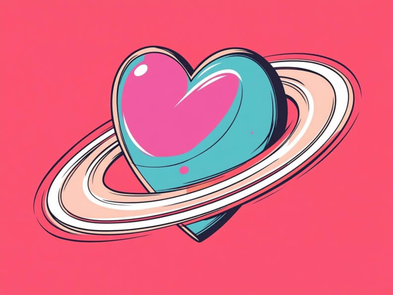 Download Stylized Heart with Planet Rings on Pink Background ...