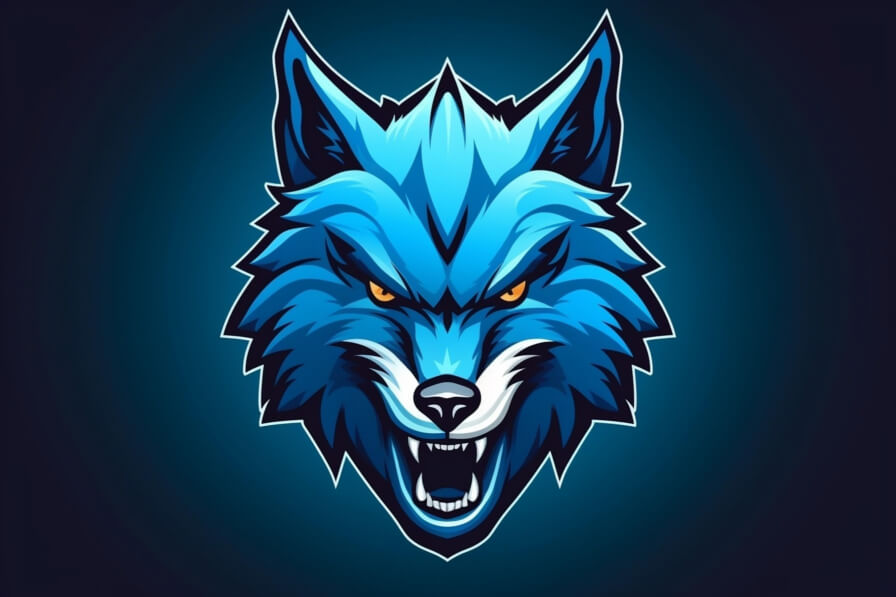 Descarga Cabeza de lobo azul estilizada Fondos En Línea - Creative Fabrica