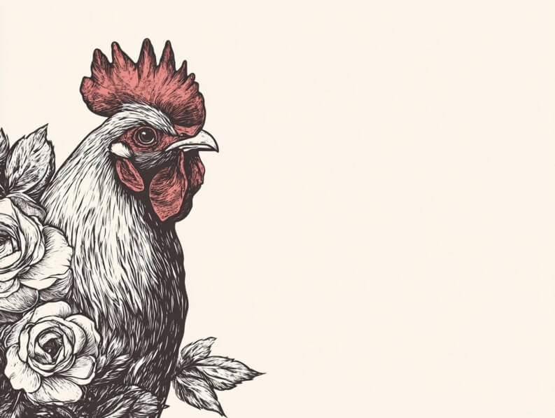 Download Illustration of a Rooster with Roses Backgrounds Online ...